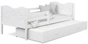 Dětská postel MAX P2 90x200cm s bílou konstrukcí v bílé barvě s motivem motýlků