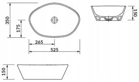 Cersanit City, umyvadlo na desku 52,5 x 35 cm s keramickou zátkou, bílá, K35-046