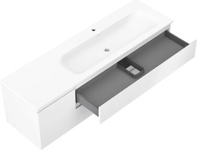 Mexen Orio, koupelnová skříňka 160 cm s pravým umyvadlem Vela, 2S, 1D, bílá matná, 91A13-16047-3-BBFFFF01-W23P01