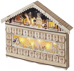 EMOS LED dřevěný adventní kalendář dům, 40x50cm
