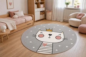 Koberec KIDDO 6106 světle šedý/bílý kruh