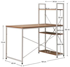 Kondela PC stůl / víceúčelový praktický stůl, dub / bílá, VEINA