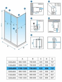 BPS-koupelny Obdélníkový sprchový kout HYD-OK103C 120x80 chrom/transparent + vanička HYD-OSV-ST03C černá