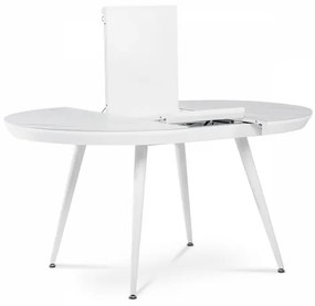 Jídelní rozkládací stůl 110+40x110 cm bílý mramor, kovové nohy HT-409M WT