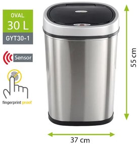 Bezdotykový odpadkový koš Helpmation OVAL 30 litrů GYT30-1