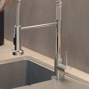Kuchyňská dřezová baterie QUADRON SALMA NEW s pružinovou hadicí a sprchou chrom