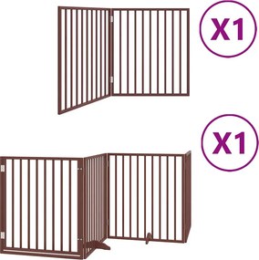 Zábrana pro psy s dvířky skládací 6 panelů hnědá 480 cm topol 3155581