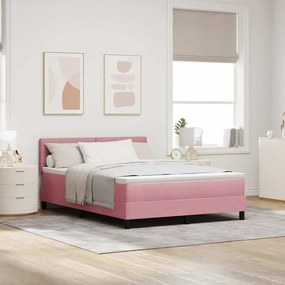 Postel s boxspringem s čelo Růžová 140 x 190 cm samet 3339175