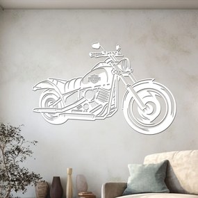 dřevo života Dřevěný obraz motorky Chopper Zvolte rozměr (cm): 95x61, Zvolte barvu dekoru: Bílá