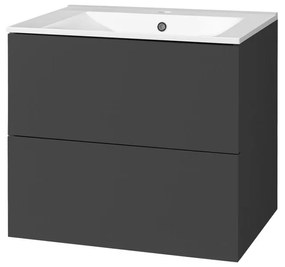 Mereo Mereo, Aira, koupelnová skříňka s keramickým umyvadlem 61 cm, bílá, dub, šedá, CN750
