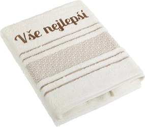 Bellatex Froté ručník mozaika s výšivkou Vše nejlepší Béžová 50x100 cm