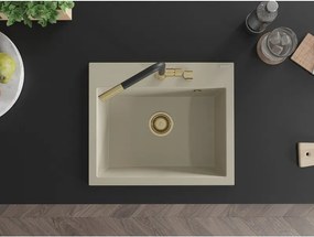 Mexen Oscar, 1-komorový granitový dřez 580x490x205 mm, béžová, 6519581000-69-G