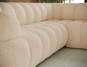 Rohová sedací souprava Tontano s funkcí spaní a výsuvným sedákem, světle béžová žinylka, pravostranná