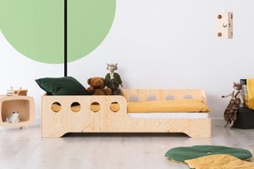 Domečková patrová dětská postel z masivního dřeva 90x200 cm v přírodní barvě Mila DMP Rozměr: 90x140 cm