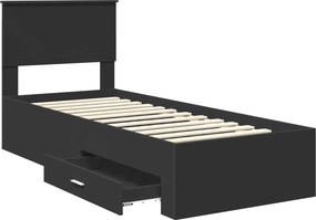Rám postele Černá a stříbrná 75 x 190 cm Kompozitní dřevo 3410959