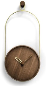 Designové nástěnné hodiny Nomon Eslabon Walnut Gold 68cm