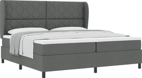 Postel s boxspringem s čelo Tmavě šedá 200 x 200 cm textil 3340649