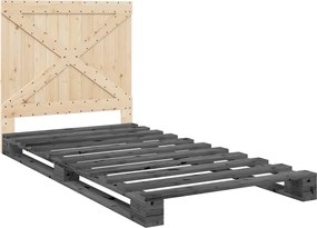 Rám postele s čelem šedý 100 x 200 cm masivní borové dřevo 3281581