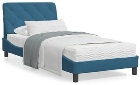 Rám postele s čelem modrý 90 x 200 cm samet