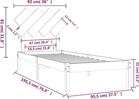 Rám postele bílý 90 x 190 cm Single masivní dřevo 3104834