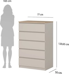 Krémová komoda 77x121x50 cm Naia – Tvilum