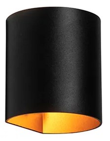 Moderní nástěnná lampa černá s mosazí - Sabbio
