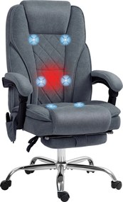 Vinsetto Masážní kancelářská židle s vytápěním - ergonomická židle s nastavitelnou výškou, sklápěním opěradla, drátovým ovladačem, zasouvatelným opěr…