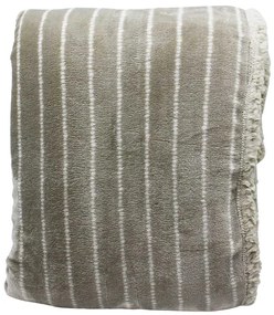 HOME ELEMENTS Flanelová deka s beránkem 150 x 200 cm, světle šedá s proužkem