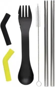 XD Design Set příborů a slámek Tierra / 2ks / světle modrá