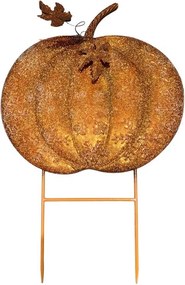 Rustikální zahradní oranžový zápich dýně Pumpkin Rust - 48*3*72 cm