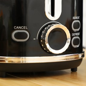 HOMCOM Sada konvice a toustovače s LED displejem, 1,7 l konvice s funkcí udržení teploty 3 hod., černá