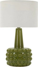 Bílá/zelená keramická stolní lampa s textilním stínidlem (výška 51,5 cm) Gress – Mauro Ferretti