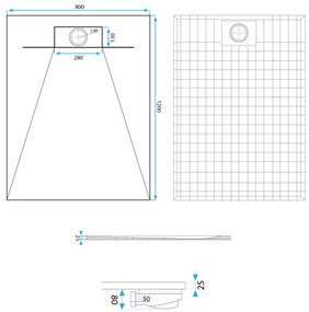 Obdélníková sprchová vanička z SMC kompozitu REA BAZALT 80x120 cm, černá