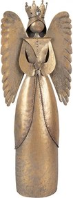Zlatá antik kovová dekorace anděl Christmas Angel - 17*10*46 cm