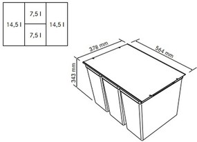 Franke Easysort 600-2-2 (2x14,5 l, 2x7,5 l), odpadkový koš 121.0494.193