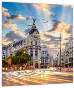 Obraz - Calle Gran Vía, Madrid, Španělsko (30x30 cm)