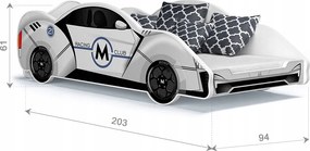 Dětská postel auto STUART 180x90 cm - modrá (15)