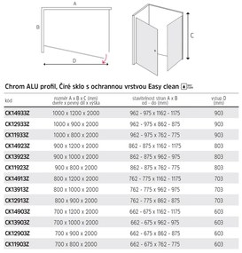 Mereo Novea obdélníkový sprchový kout 70 x 80 x 200 cm otevírací pivotové s pevnou stěnou aluchrom čiré CK11903Z