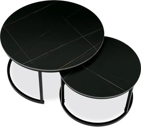 Konferenční stolek 80x80x43cm AHG-404 BK, slinutá keramika, mramor