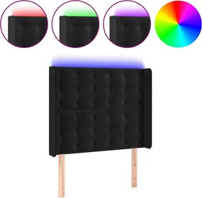 Čelo postele s LED černé 93 x 16 x 118/128 cm samet 3124520