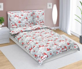 Bellatex Povlečení dětské Vánoce 140x200, 70x90 cm Skřítek Šedá,Červená