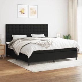 Box Spring Postel S Matrací Černá Textil Černá - Hladký design / 120 x 190 cm