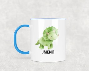 Domovi Plastový hrnek s vlastním jménem dinosaurus Triceratops 330ml Barva ucha a zevnitř: Bílá