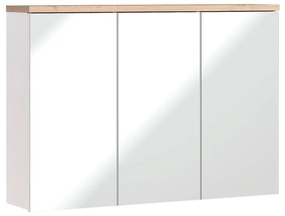 COMAD Závěsná skříňka se zrcadlem - BALI 845 white, šířka 100 cm, matná bílá/dub votan