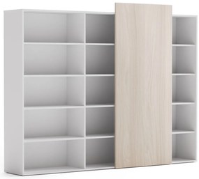 PLAN Skříň vysoká otevřená dlouhá BLOCK White, 2390 x 400 x 1748, dub přírodní