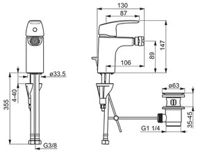 Hansa Bidetová stojánková páková baterie HANSAPINTO s výpustí 45073283