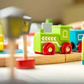 Bigjigs Rail Dřevěná vláčkodráha město a vesnice / 101 dílů / od 3 let