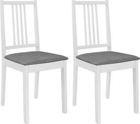 vidaXL Jídelní židle s poduškami 2 ks bílé masivní dřevo [247636] Barva: Bílo-šedá