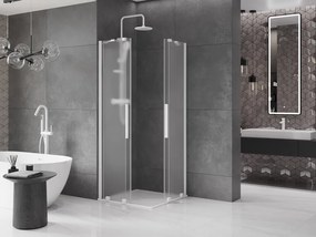 Mexen Velar Duo, sprchový kout s posuvnými dveřmi 100 x 100 cm, 8mm sklo námraza, bílá matná, 871-100-100-32-20
