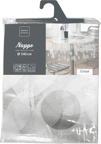 Kulatý průhledný ubrus FEUILLE WHITE, Ø 140 cm, motiv listů